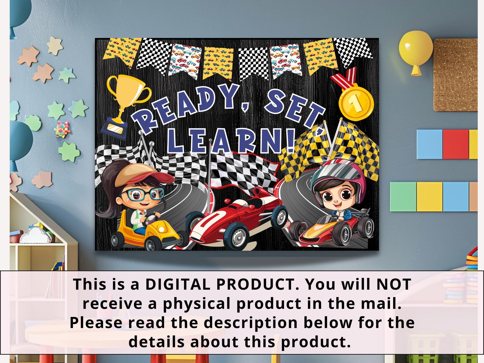 Race Car Theme Bulletin Board Kit Elementary Preschool Back to School ...