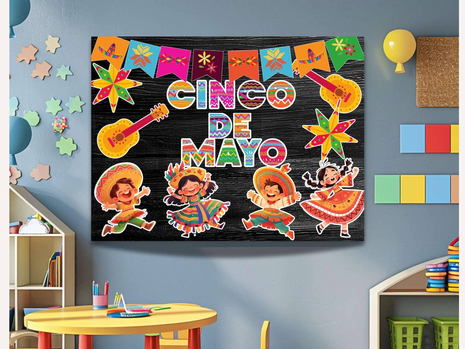 Cinco De Mayo Bulletin Board Kit Fiesta Classroom Decor Bulletin Board for School or Office ...