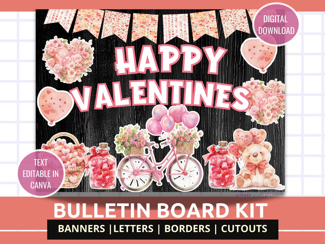 Valentines Day Bulletin Board Kit Love is in the Air Theme Bulletin ...