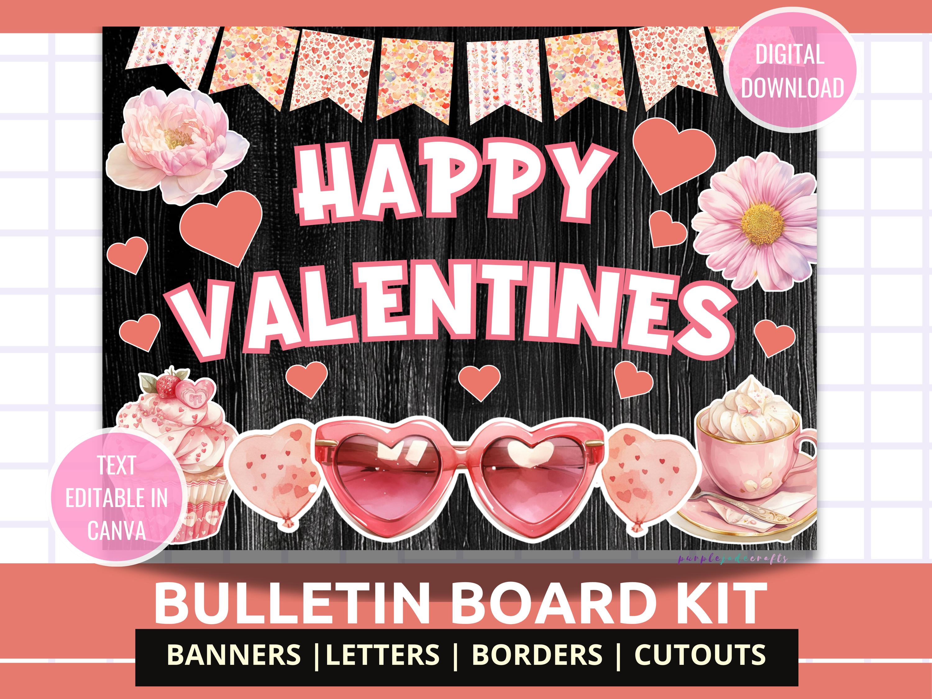 Valentines Bulletin Board Kit Love is in the Air Theme Feminine Theme ...