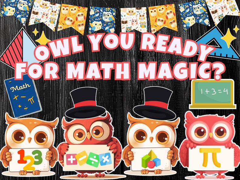 Printable Math Bulletin Board Kit for Classroom Math Magic – Owl-themed ...