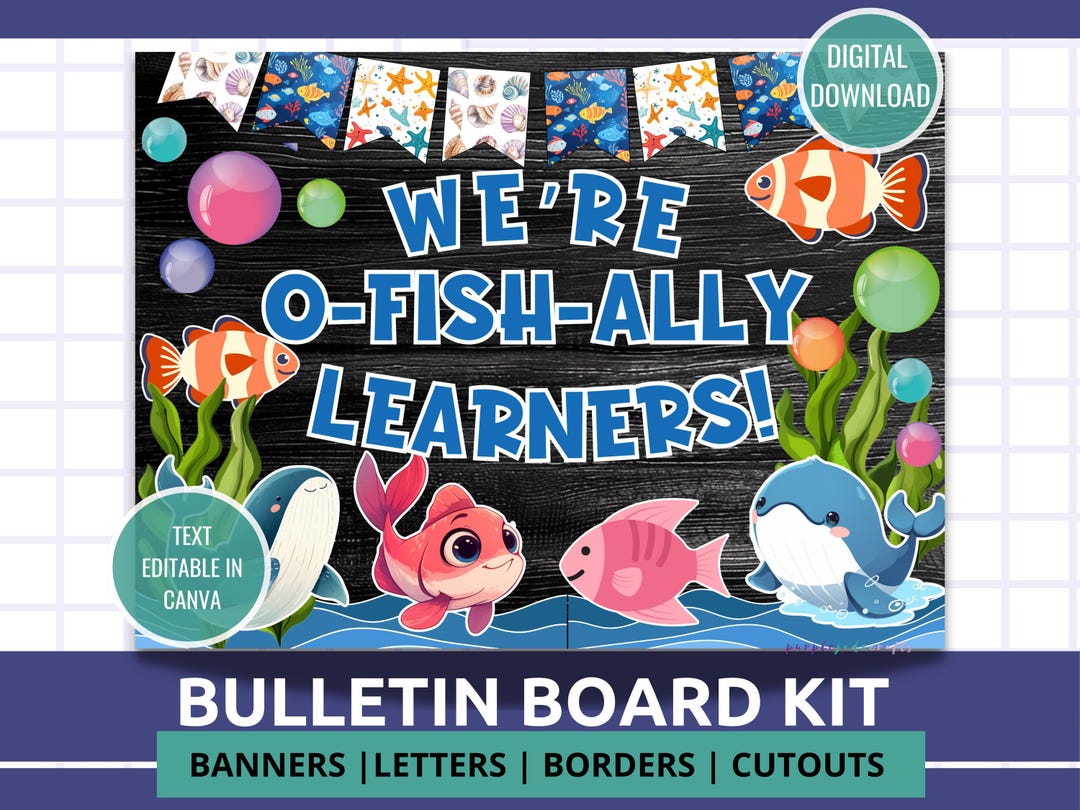 Under the Sea Fish Bulletin Board Kit Ocean Themed Decor Colorful Fishy ...