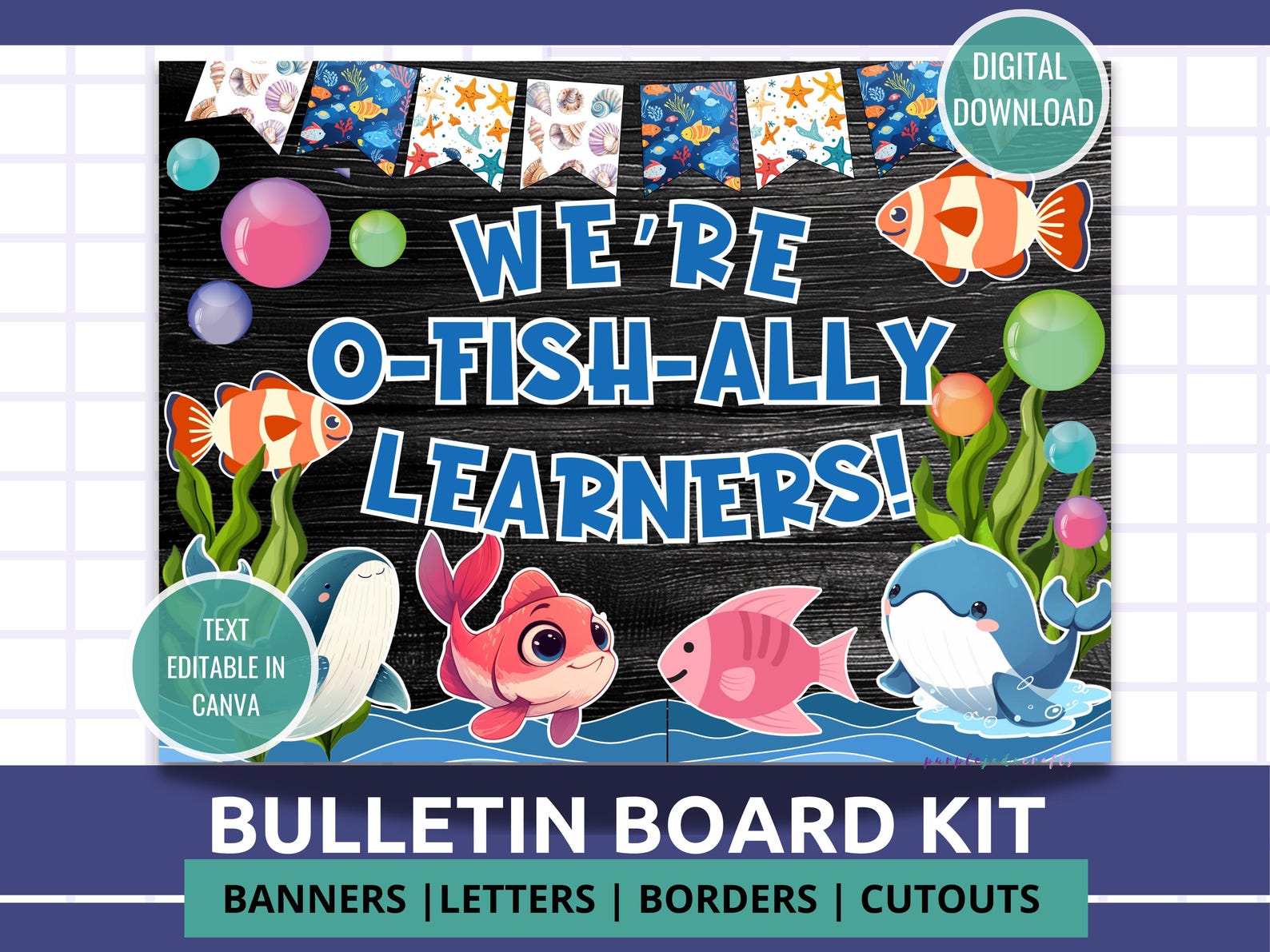 Under the Sea Fish Bulletin Board Kit Ocean Themed Decor Colorful Fishy ...