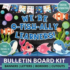 Under the Sea Fish Bulletin Board Kit Ocean Themed Decor Colorful Fishy ...