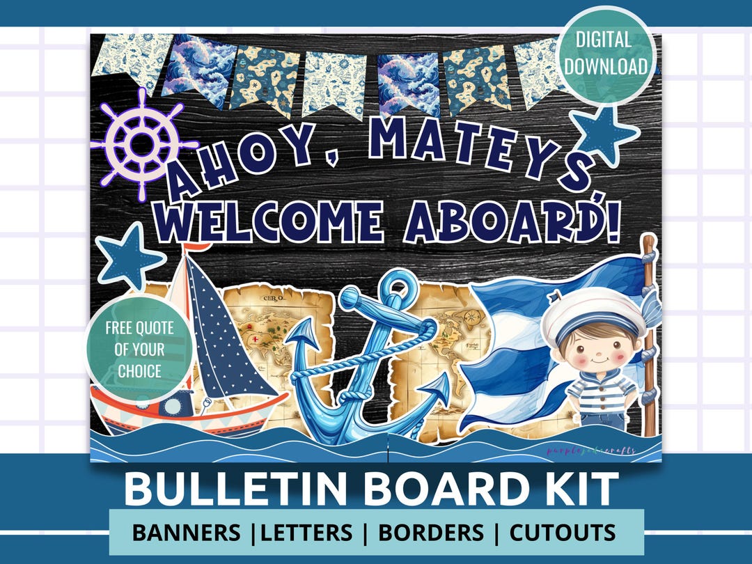 Classroom Bulletin Board Back to School Decor Nautical Theme Welcome ...