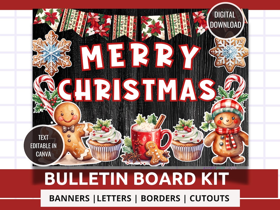 Christmas Bulletin Gingerbread Theme Holiday Season Bulletin Board Kit ...