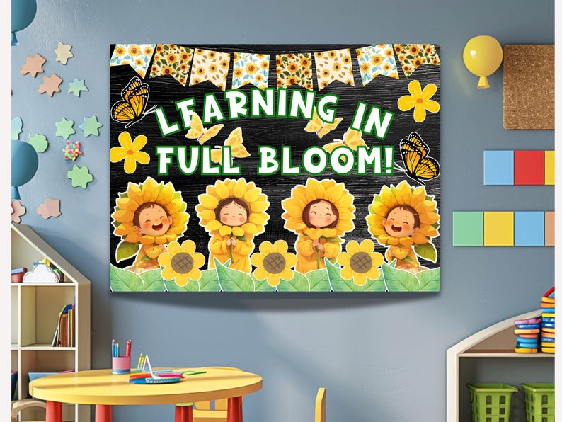 Classroom Bulletin Board Kit Sunflower Themed Printable Classroom Decor ...
