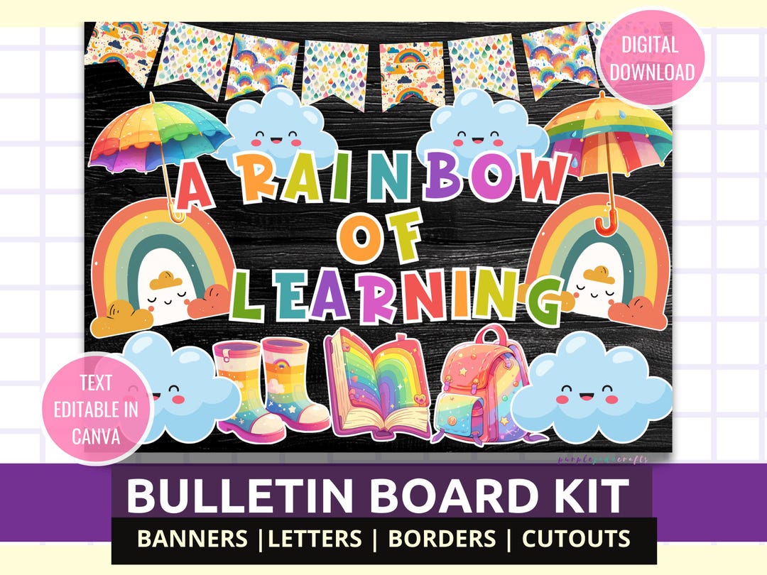 Rainbow Bulletin Board Kit Rainbow Learning Theme Board Kit School ...