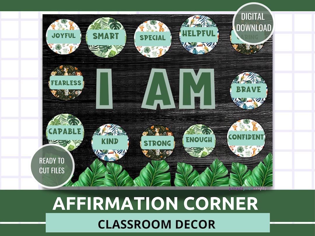 Affirmation Station Classroom Decor Jungle Safari Theme Positive ...