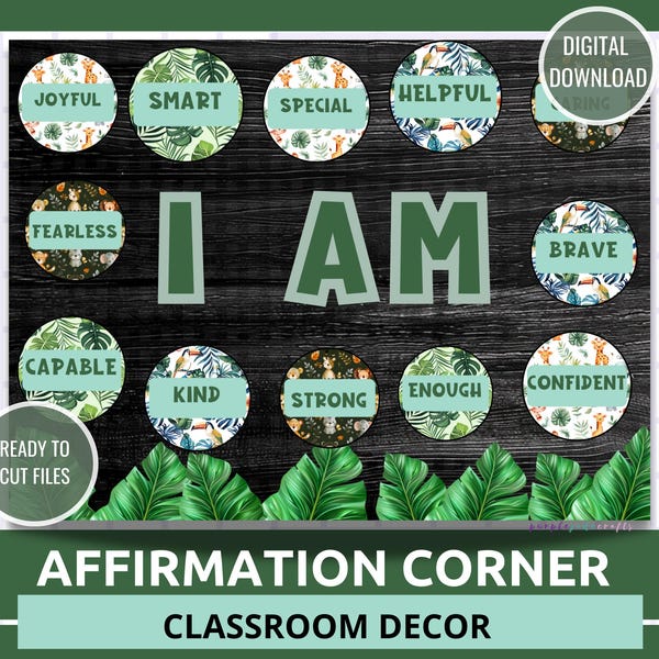 Affirmation Station Classroom Decor Jungle Safari Theme Positive ...