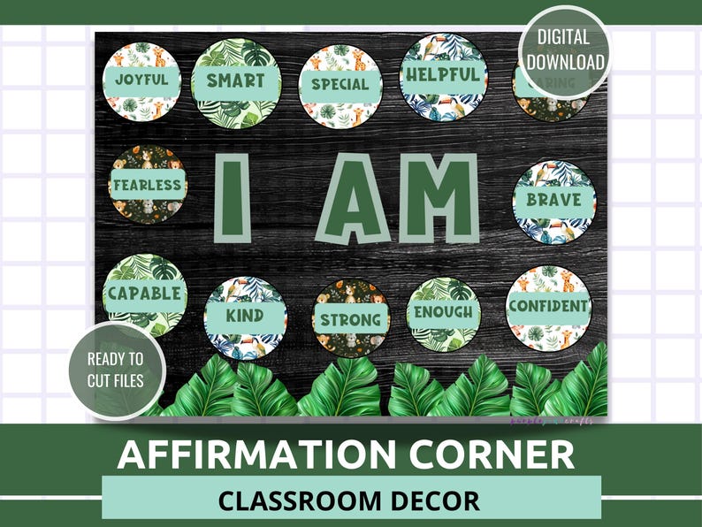 Affirmation Station Classroom Decor Jungle Safari Theme Positive ...
