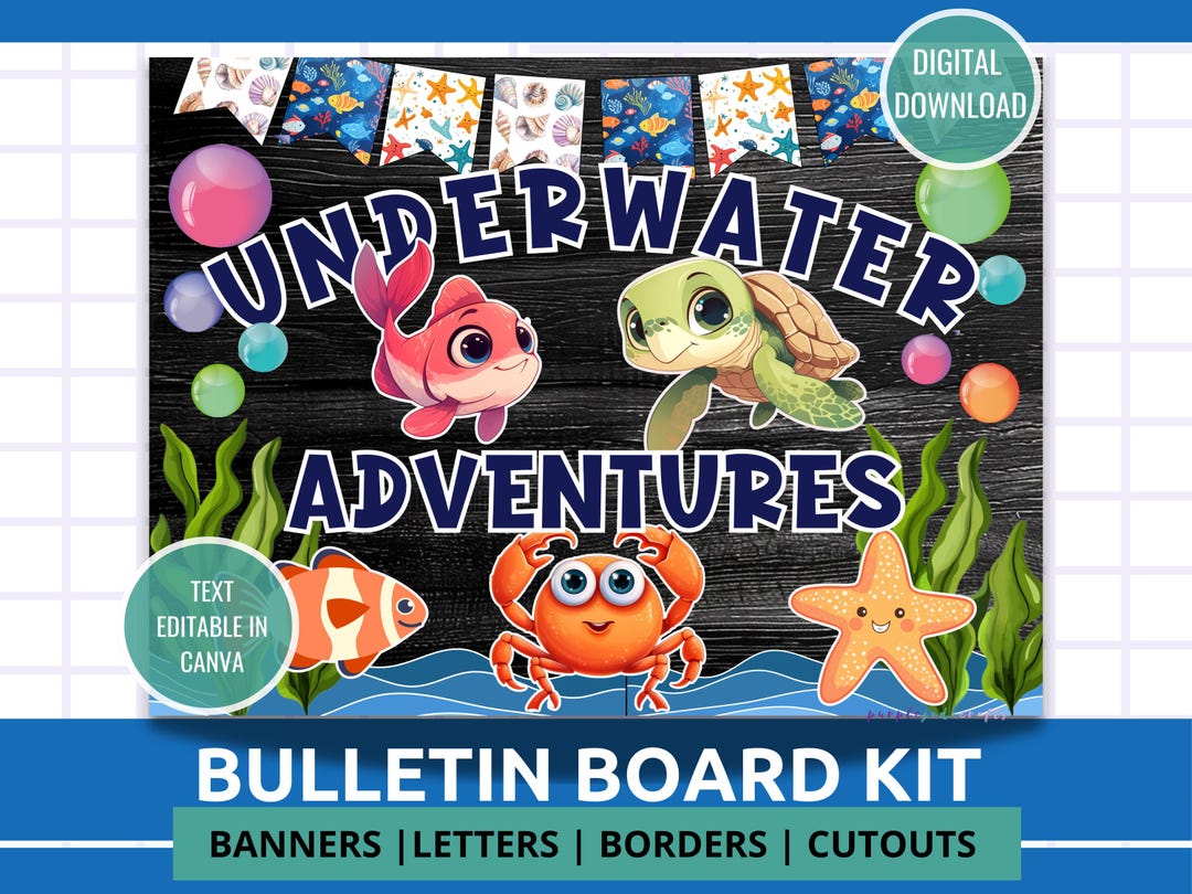 Ocean Life Bulletin Board Kit Fun Fish Decor for Home or School Under ...