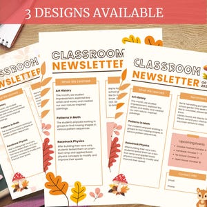 Classroom Newsletter Template Autumn Theme Classroom Newsletter ...