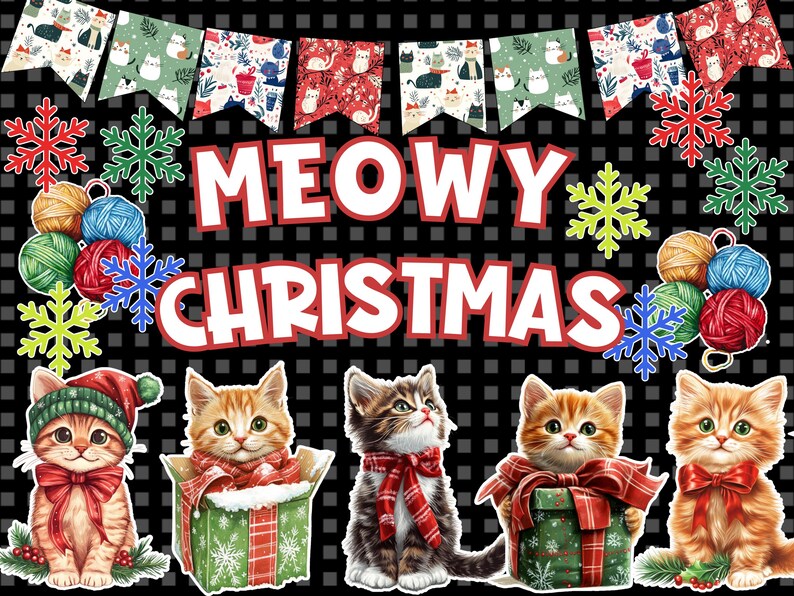 Christmas Bulletin Board Christmas Cats Bulletin Board Set Holiday ...
