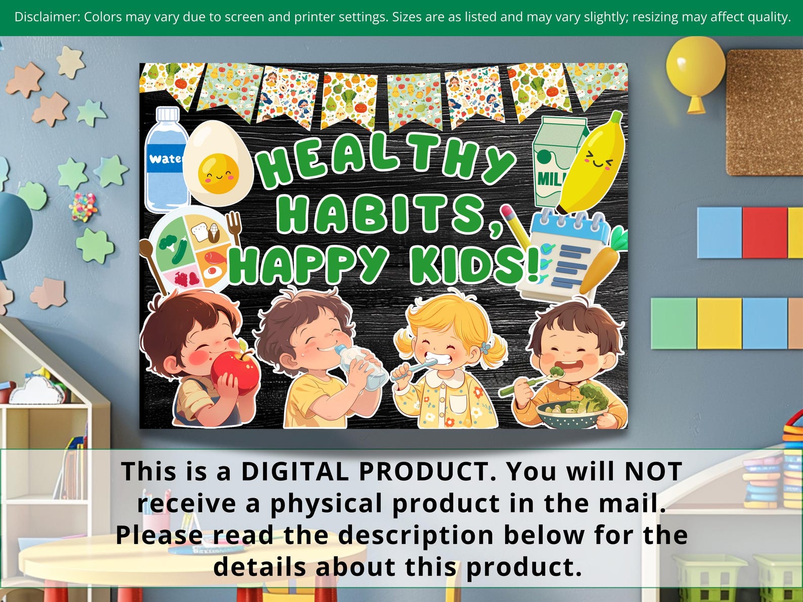 Nutrition Month Bulletin Board Kit: Healthy Habits Classroom Decor ...