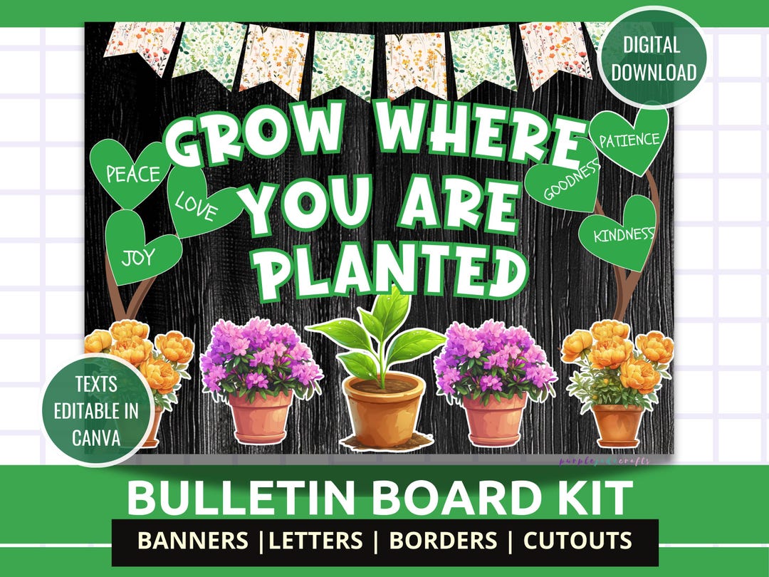 Christian Bulletin Board Kit Grow Where You’re Planted Spring Faith ...