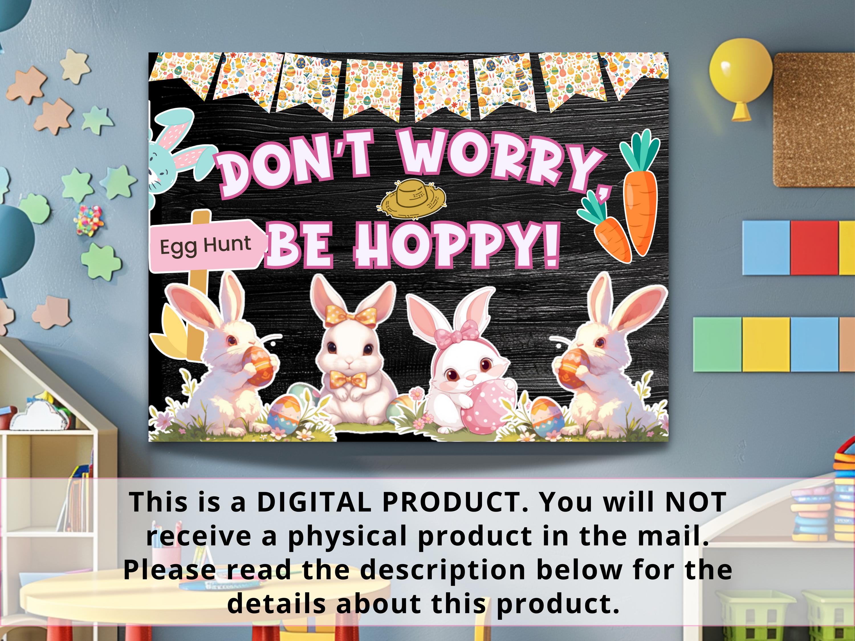 Easter Egg Hunt Decor Bunny Theme Bulletin Board Kit Spring Bulletin ...