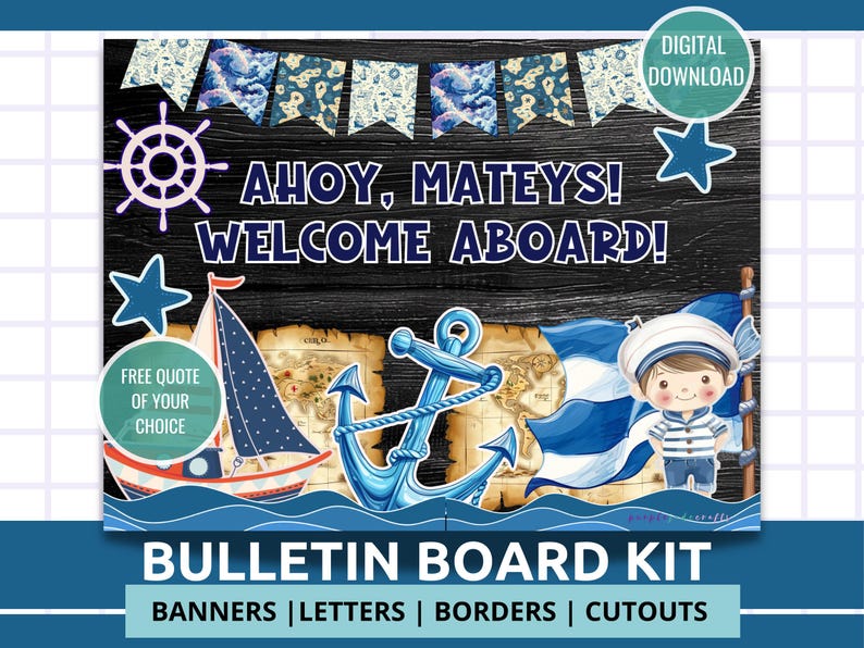 Classroom Bulletin Board Back to School Decor Nautical Theme Welcome ...