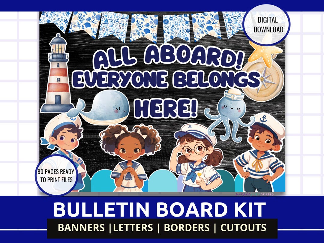 Bulletin Board Kit Nautical Back to School Decor Kindergarten Bulletin ...