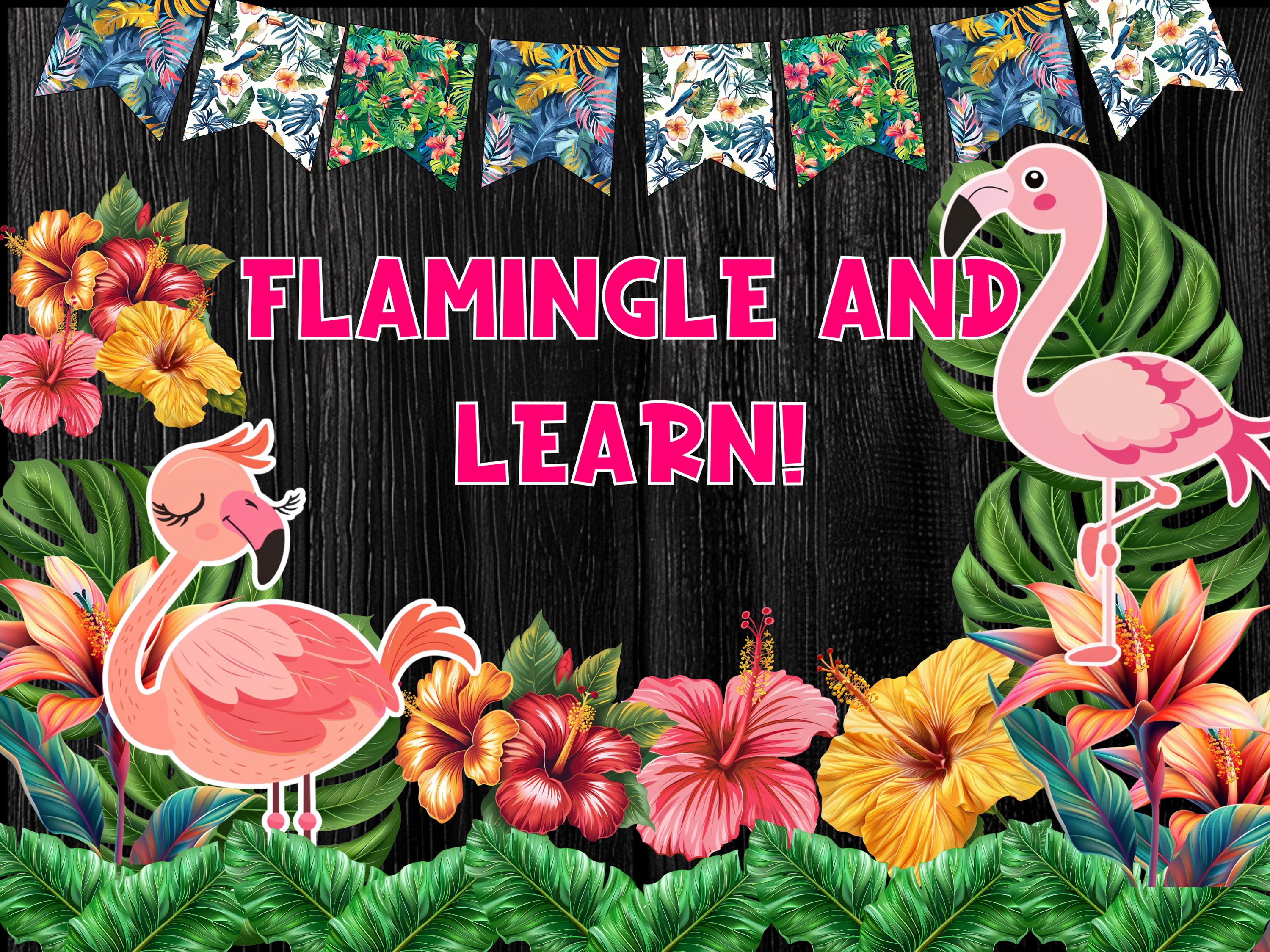 Flamingo Theme Bulletin Board Kit Kindergarten Classroom Decor Set Back ...