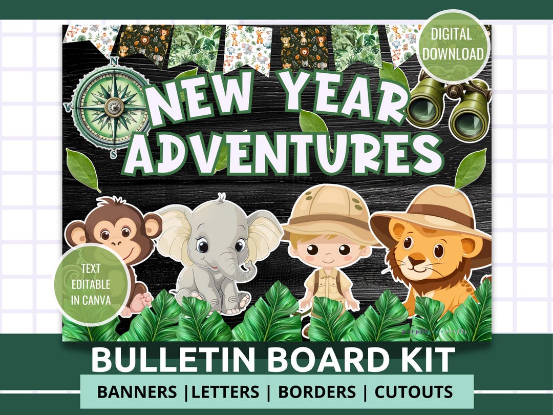 Classroom Bulletin Board Safari Jungle Theme Decor Set New Year ...