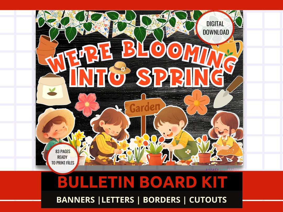 Spring Garden Bulletin Board Kit, We're Blooming Classroom Decor ...
