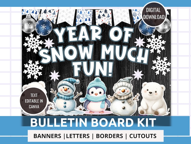 New Year Bulletin Board Kit Winter Wonderland Bulletin Seasonal ...