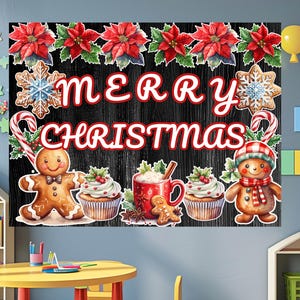 Christmas Bulletin Board Kit Gingerbread Theme Holiday Season Bulletin ...