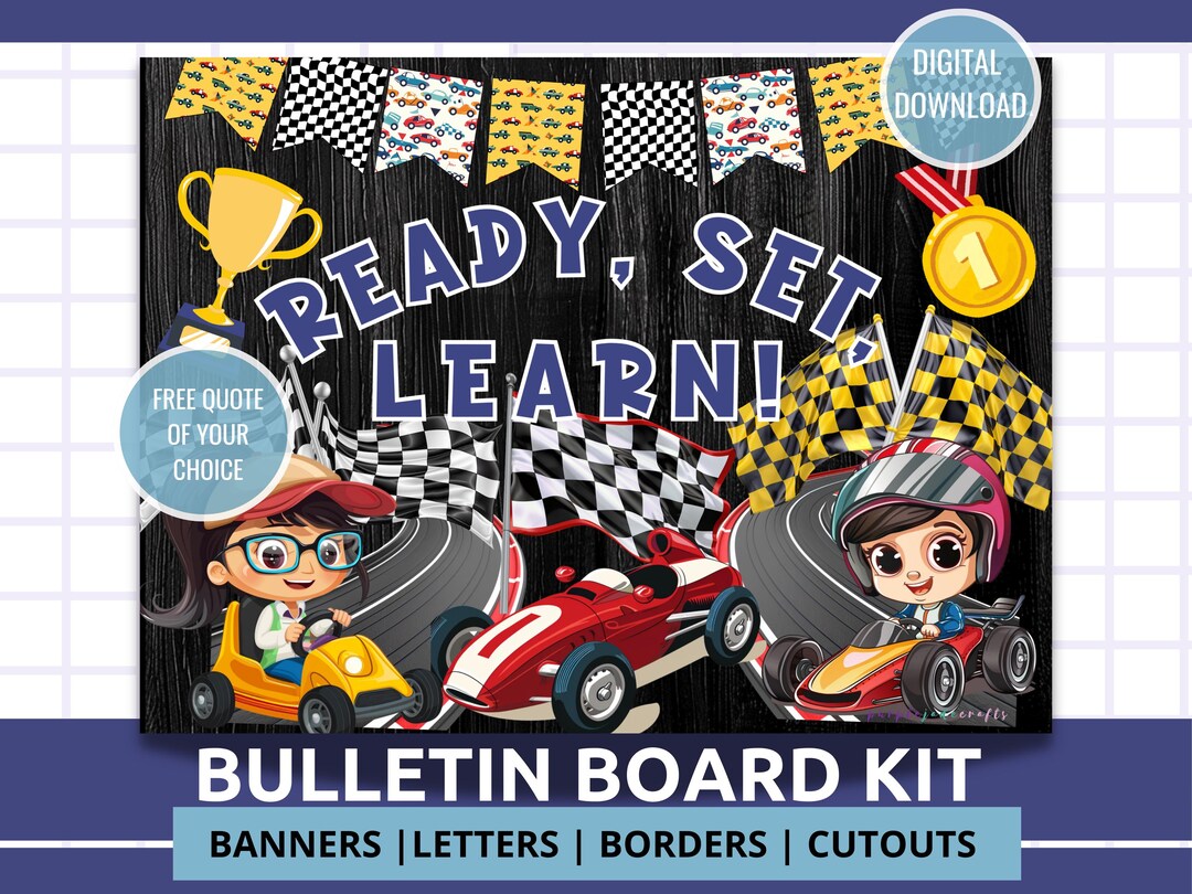 Race Car Theme Bulletin Board Kit Elementary Preschool Back to School ...