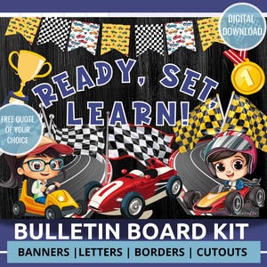 Race Car Theme Bulletin Board Kit Elementary Preschool Back to School ...