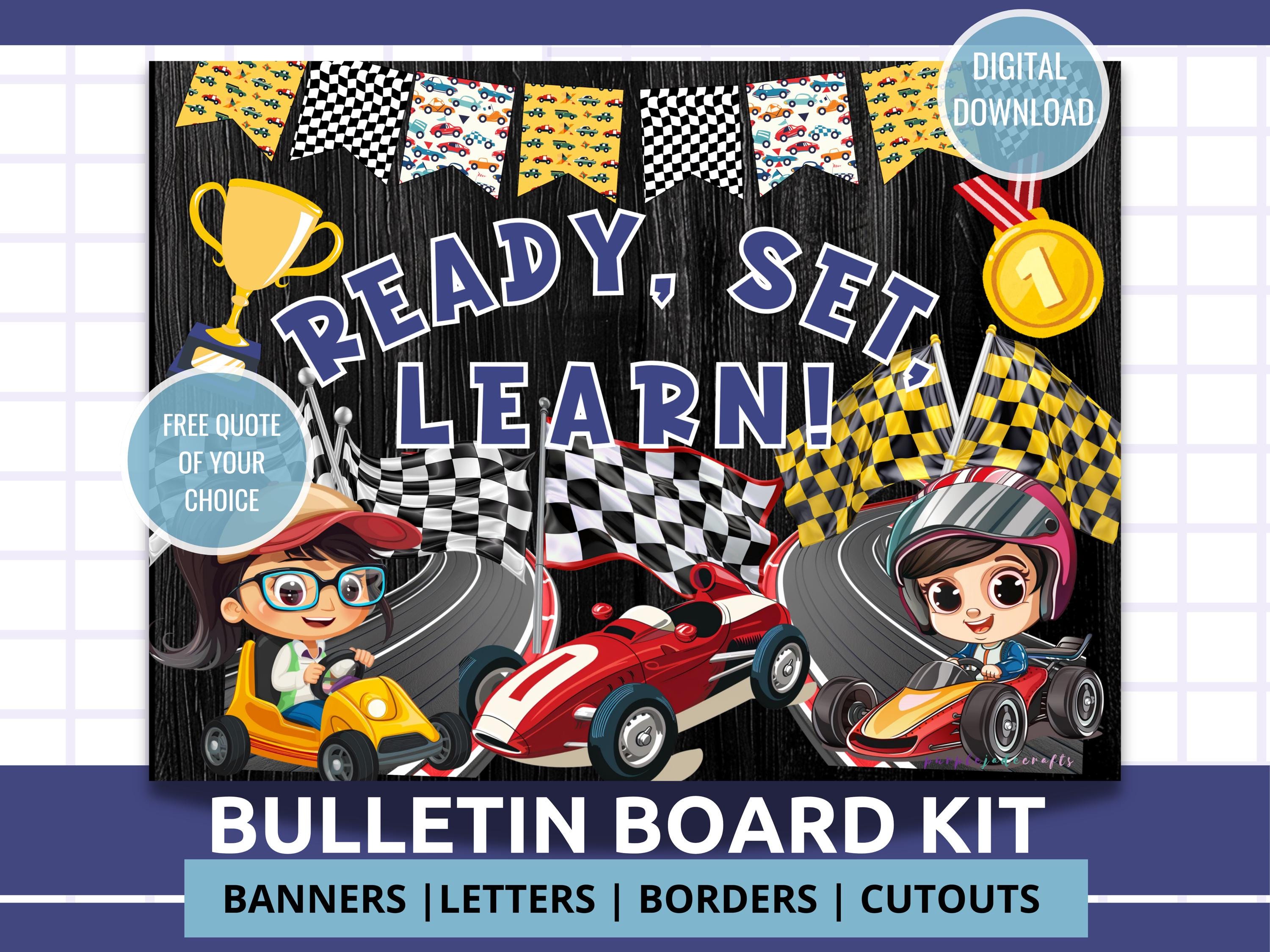 Race Car Theme Bulletin Board Kit Elementary Preschool Back to School ...
