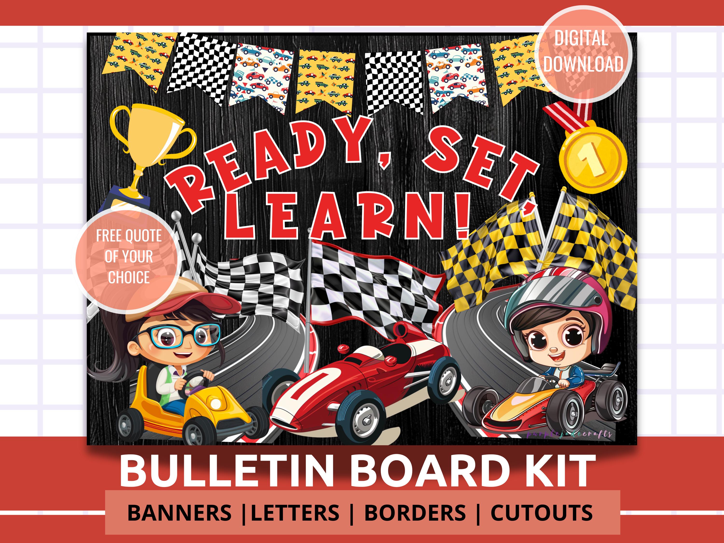 Classroom Bulletin Board Race Car Theme Decor Set Back to School ...