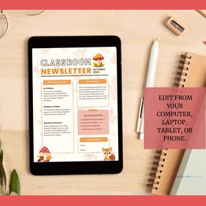 Classroom Newsletter Template Autumn Theme Classroom Newsletter ...