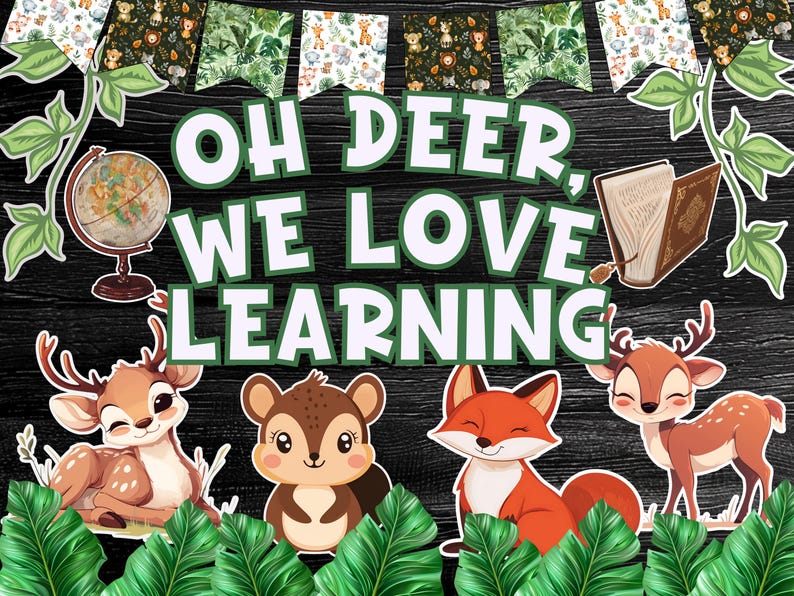 Classroom Bulletin Board Safari Jungle Theme Decor Set Deer Safari ...