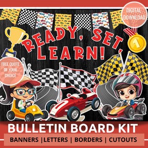 Classroom Bulletin Board Race Car Theme Decor Set Back to School ...