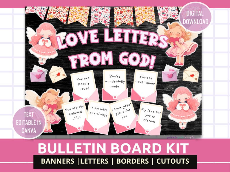 Christian Bulletin Board Kit God's Love Letters Theme Valentines ...
