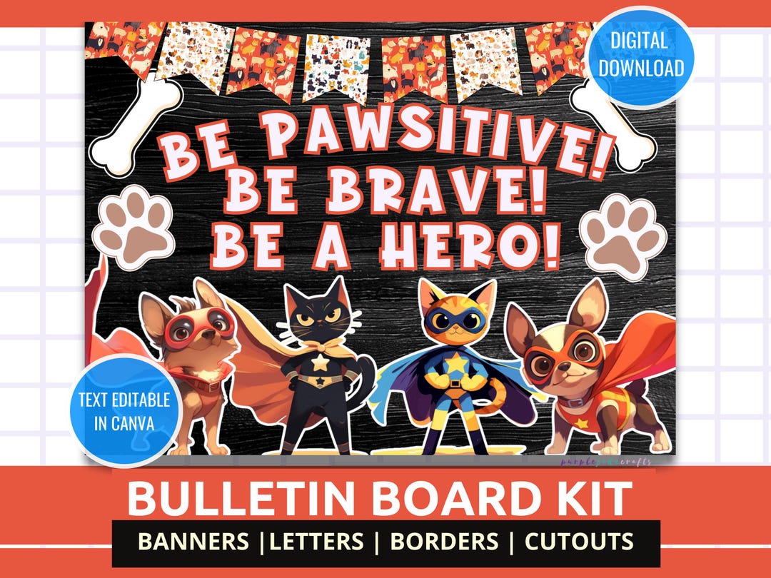 Pet Shop Bulletin Board Kit: Furtastic Super Hero Dogs & Cats (digital ...