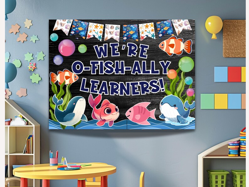 Under the Sea Fish Bulletin Board Kit Ocean Themed Decor Colorful Fishy ...