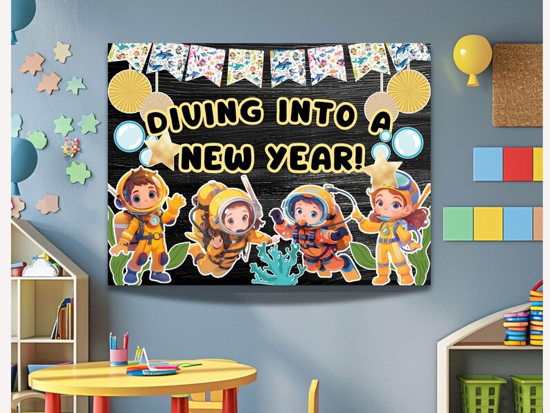 New Year Bulletin Board Kit, Under the Sea Theme New Year Classroom ...