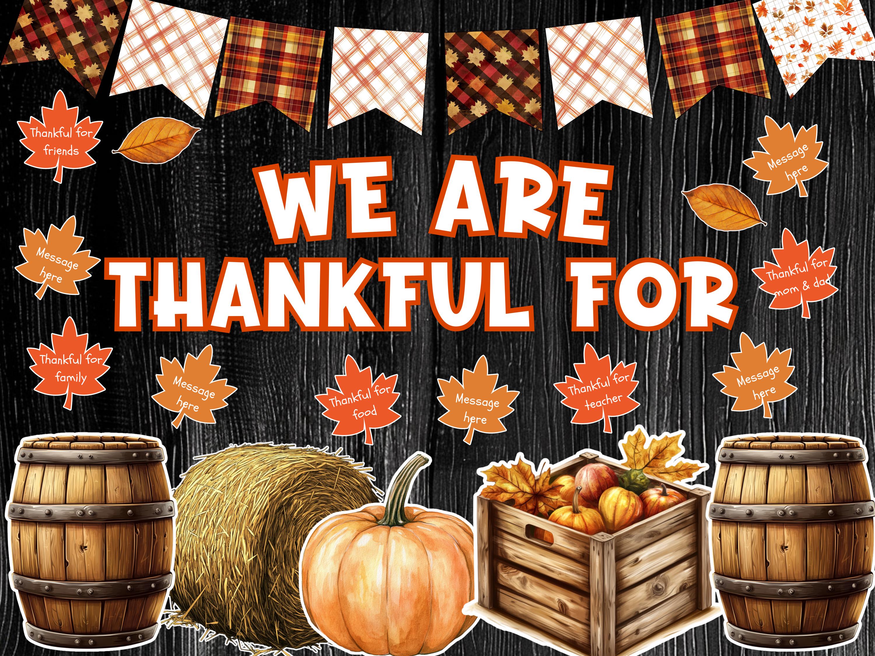 Bulletin Board Kit Fall Theme Customizable Autumn Thankfulness Display ...