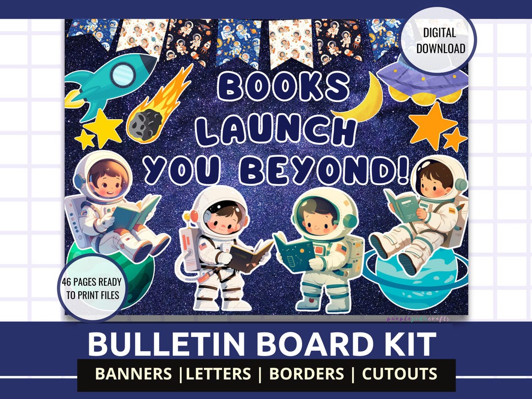 Astronaut Theme Bulletin Board Kit Space Reading Theme Classroom Decor ...