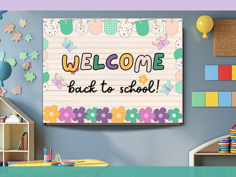 Back To School Bulletin Board Kit Pastel Color Bulletin Board Classroom Decor Trendy Design Cute