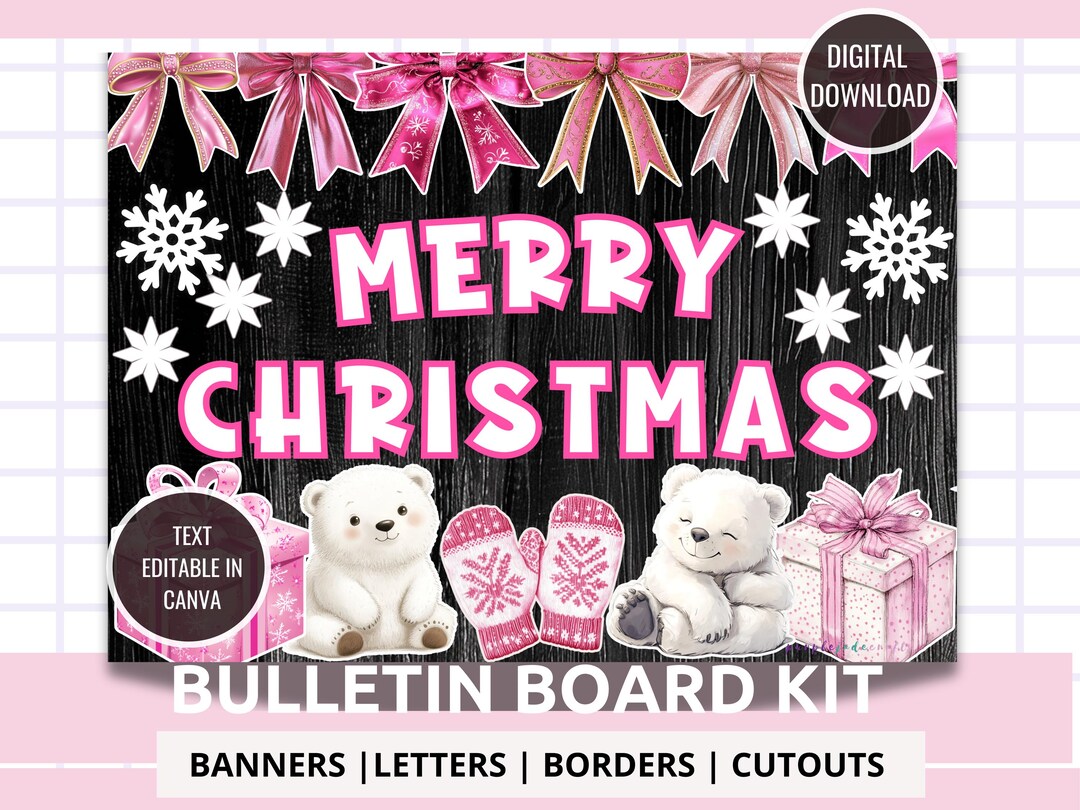 Christmas Bulletin Board Coquette Bows DIY Bulletin Board Set Cheerful ...