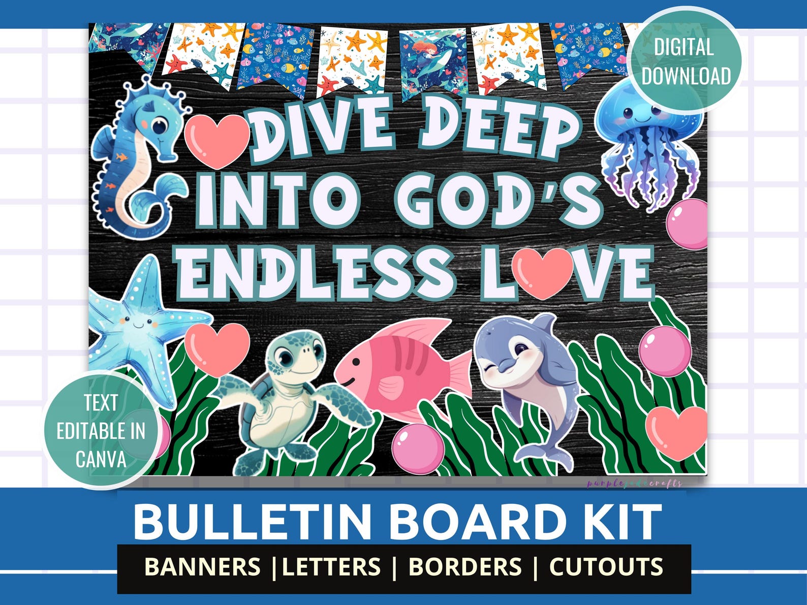 Christian Bulletin Board Printable, Ocean Bulletin Board, Bible Verse ...