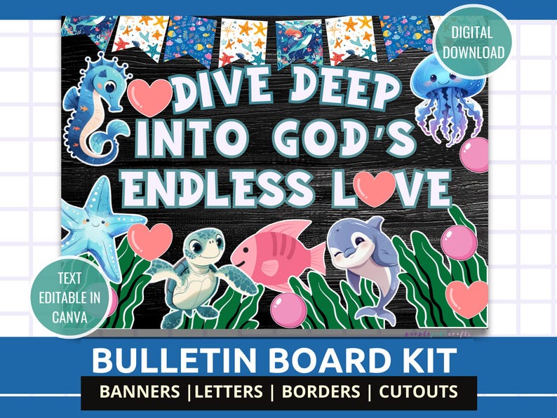 Christian Bulletin Board Printable, Ocean Bulletin Board, Bible Verse ...