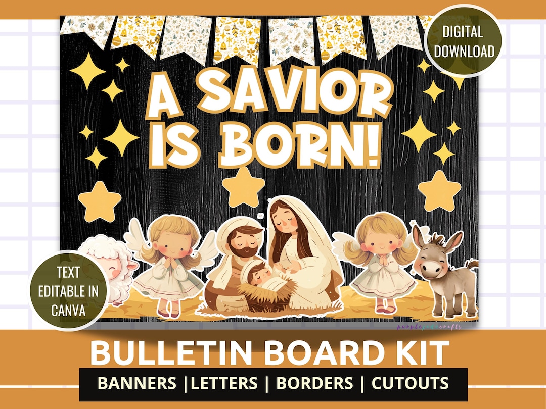 Christmas Bulletin Board Kit Nativity Scene A Savior is Born Theme ...