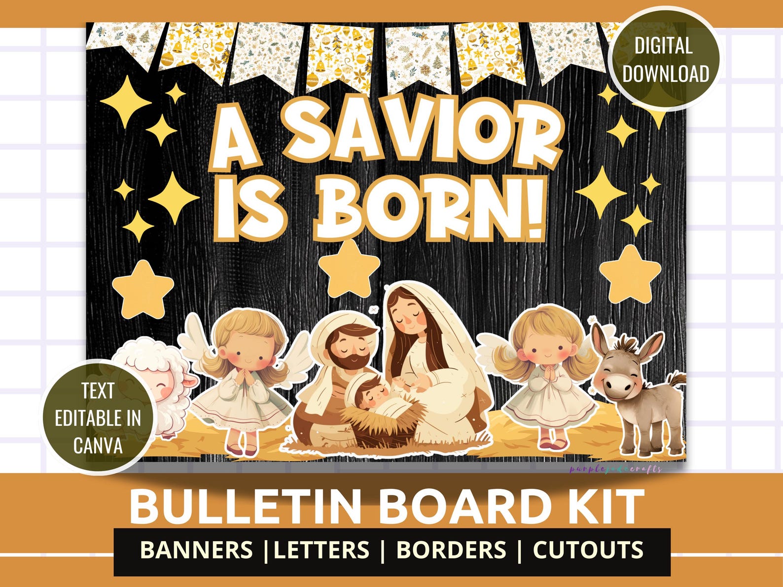 Christmas Bulletin Board Kit Nativity Scene A Savior is Born Theme ...