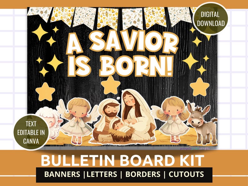 Christmas Bulletin Board Kit Nativity Scene A Savior is Born Theme ...