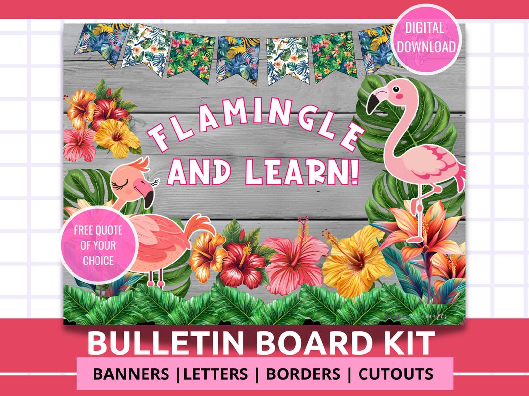 Flamingo Theme Bulletin Board Kit Kindergarten Classroom Decor Set Back ...