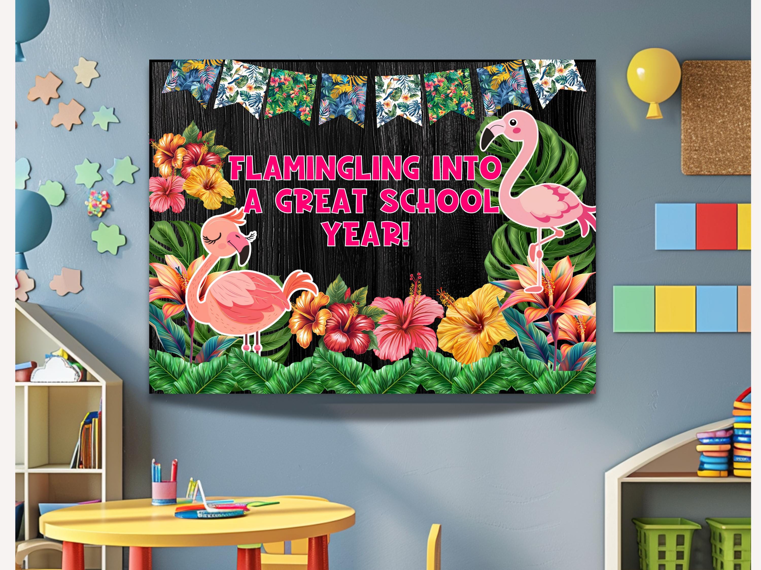 Classroom Bulletin Flamingo Theme Back to School Bulletin Board Kit ...
